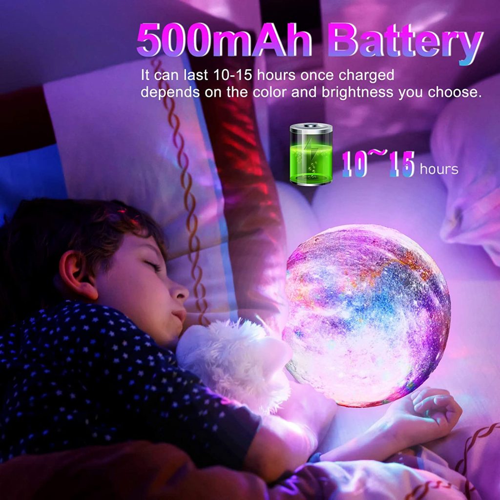 3d Printed Moon Lamp LED Glowing Globe USB Charging Earth Night Light ...